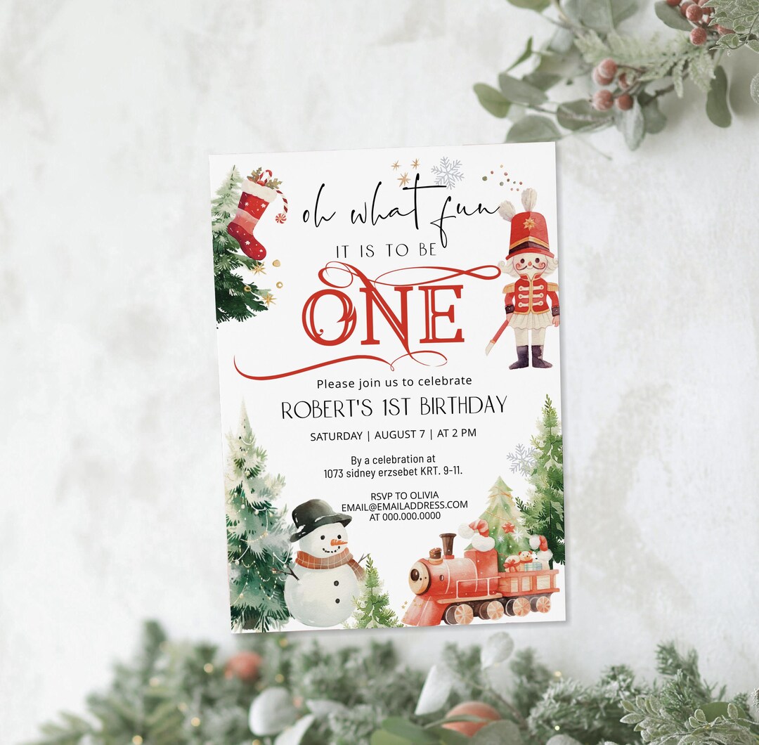 Oh What Fun It is to Be One Invitation, Christmas First Birthday ...