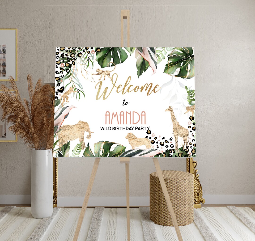 Jungle Birthday Party Welcome Sign, Safari Birthday Welcome Sign ...