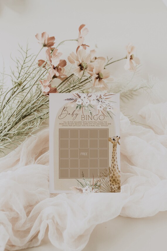 Giraffe Baby Shower Bingo Templates Baby Shower Games & Activities