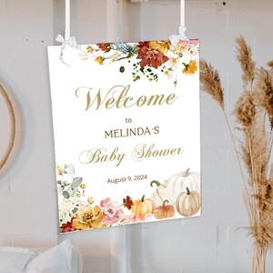 Fall Pumpkin Baby Shower Welcome Sign, Printable Autumn Baby Shower ...