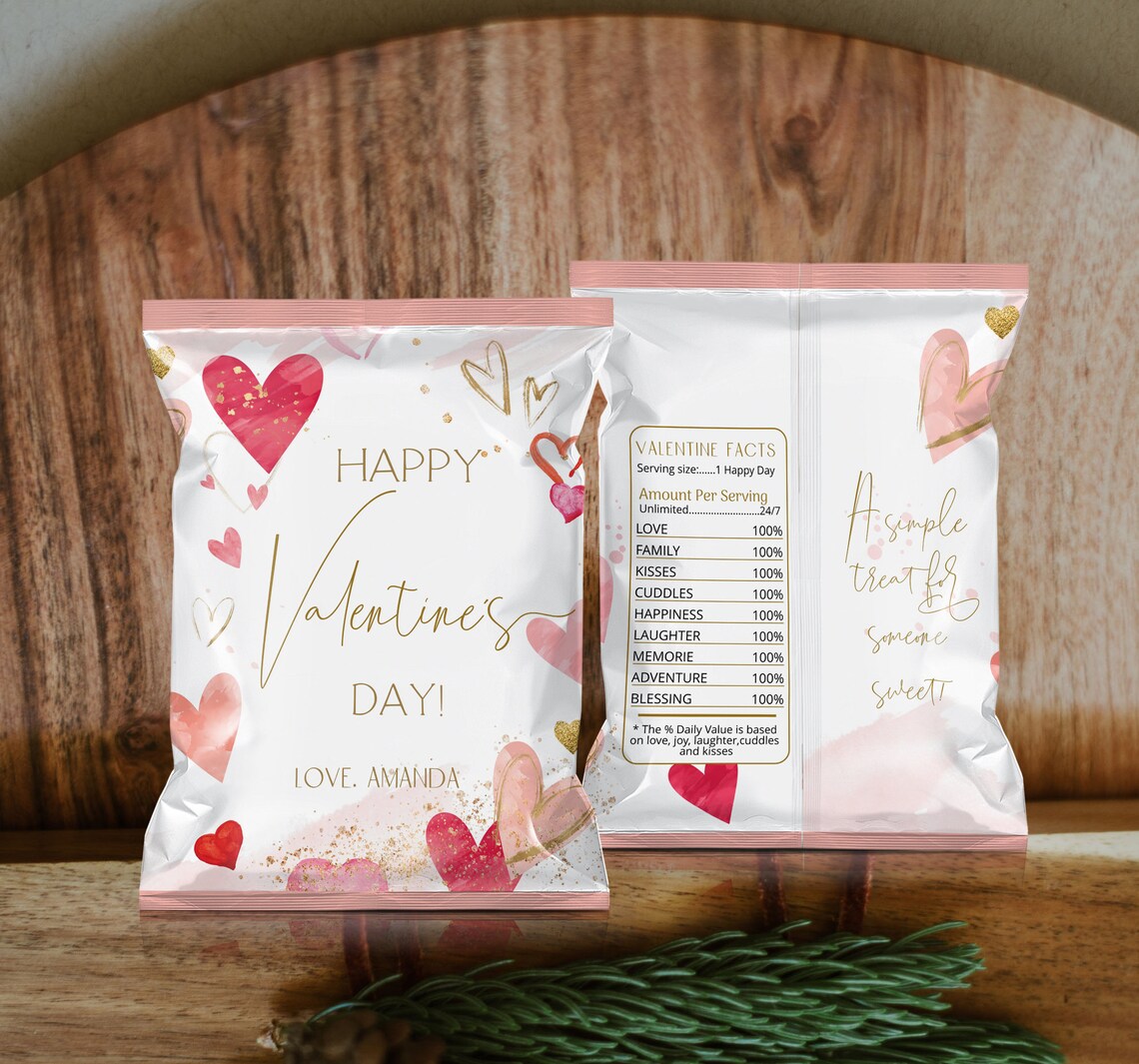 Happy Valentines Day Chip Bag Template, Printable Valentines Day Gift ...
