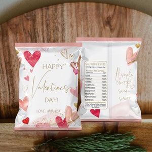Happy Valentines Day Chip Bag Template, Printable Valentines Day Gift ...