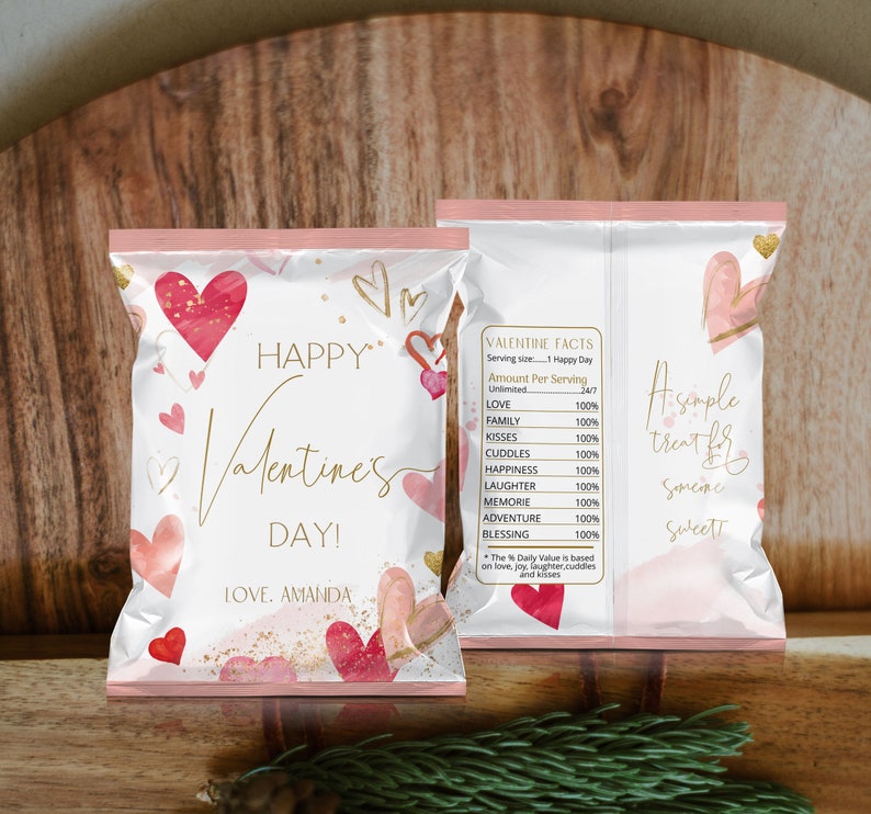 Happy Valentines Day Chip Bag Template, Printable Valentines Day Gift ...