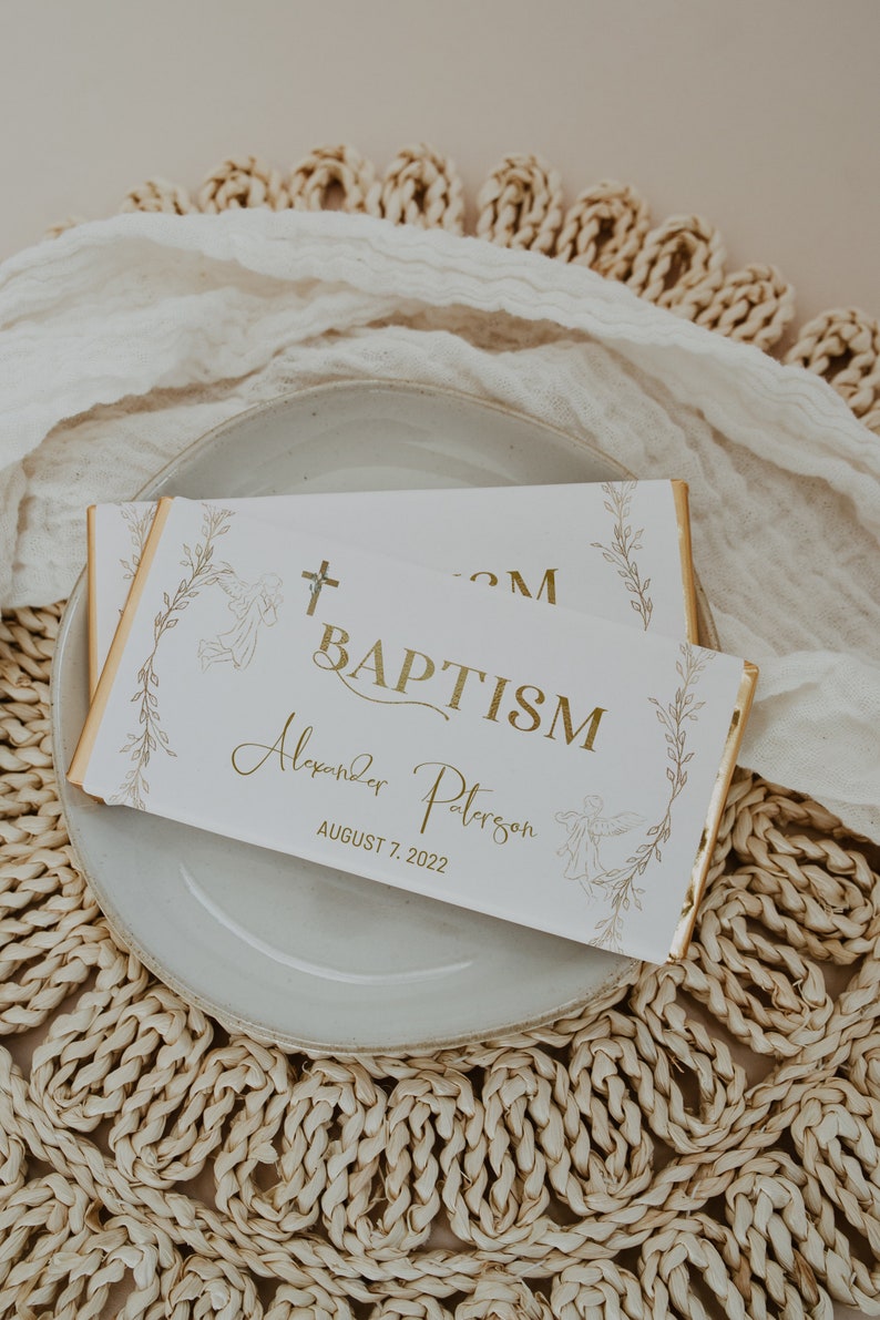 Angel Gold Baptism Chocolate Bar Wrapper Template, Editable Candy Bar ...