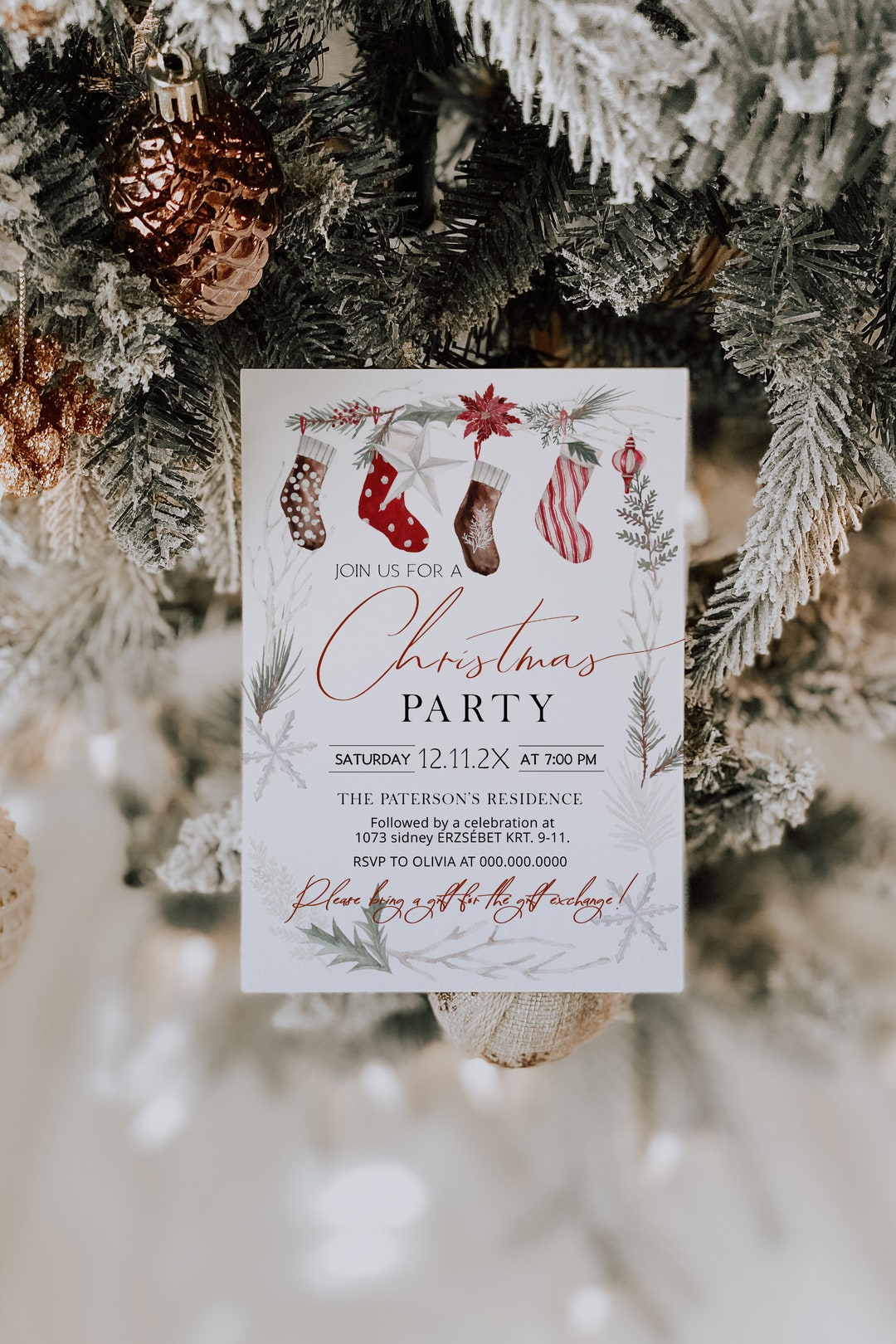 Christmas Party Invitation, Family Christmas Party Printable, Holiday ...