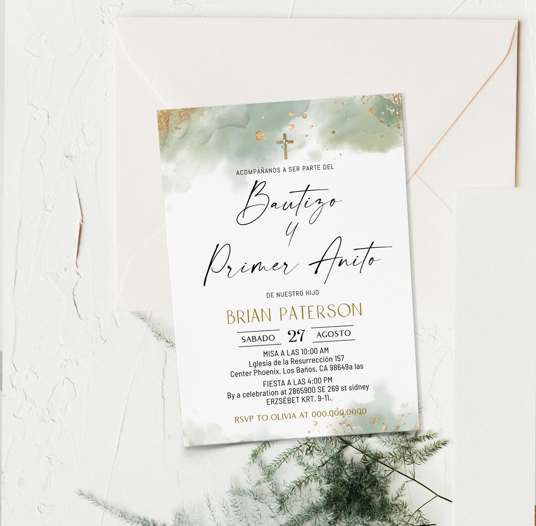 Invitaciones Para El Primer Cumpleaños Y Bautizo, Primer Anito ...