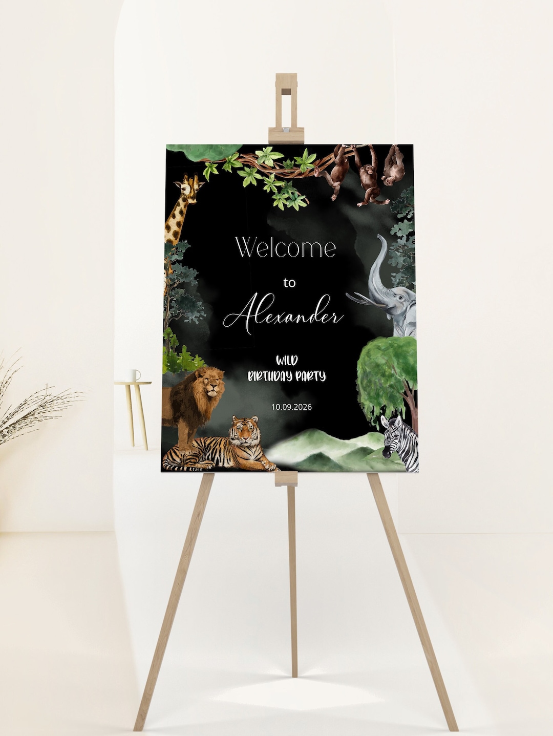 Wild One Welcome Sign Template, Editable Jungle Welcome Sign, Animals ...