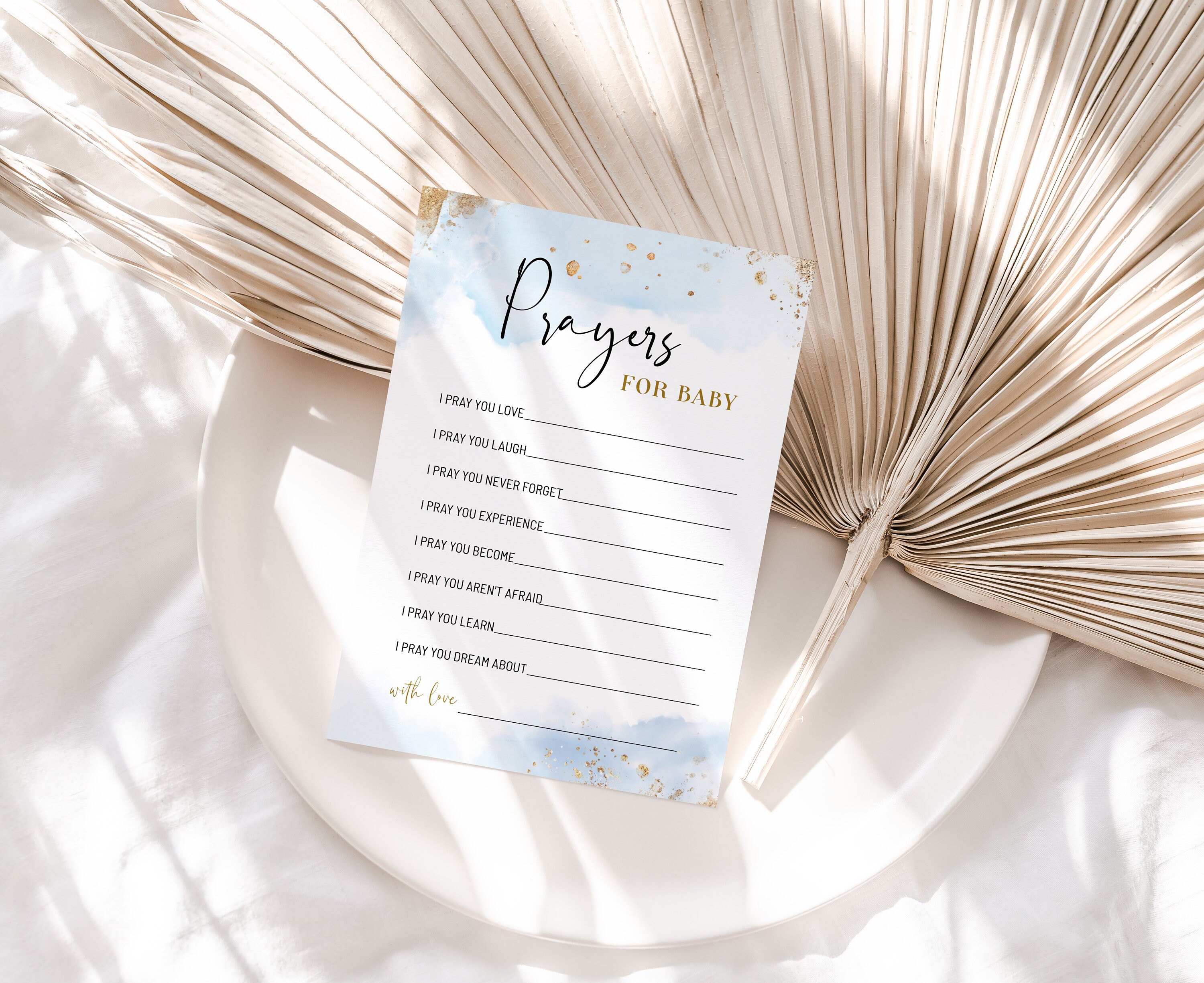 Editable Blue Gold Advice Prayer Card Blue Gold Well Wishes - Etsy