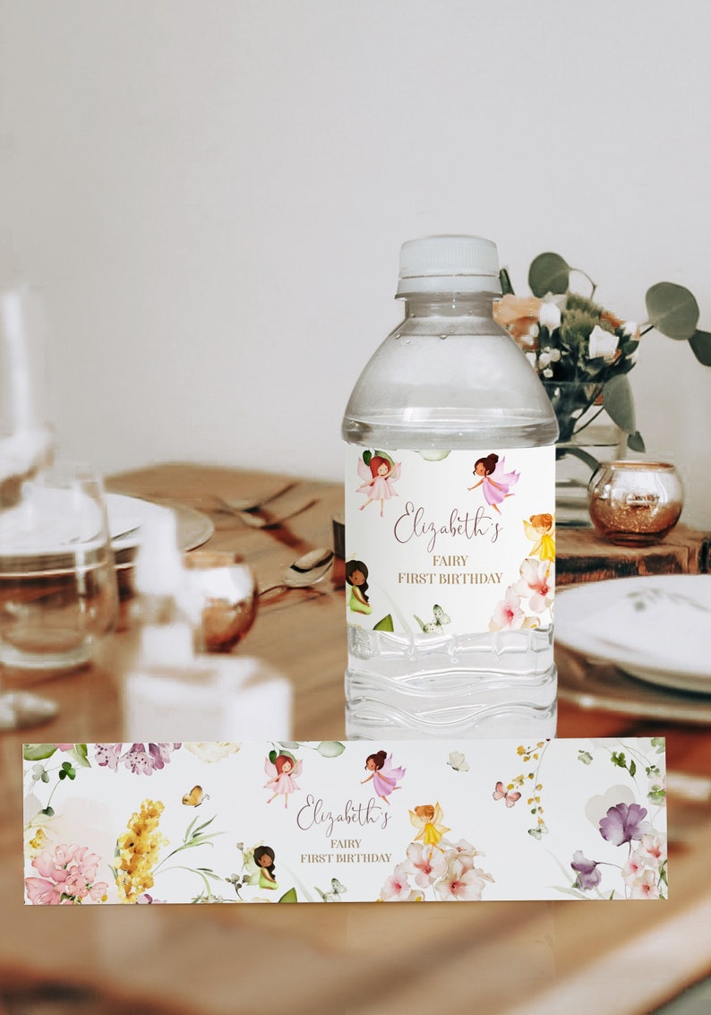 Editable fairy water bottle labels enchanted wildflower fairy - Etsy México