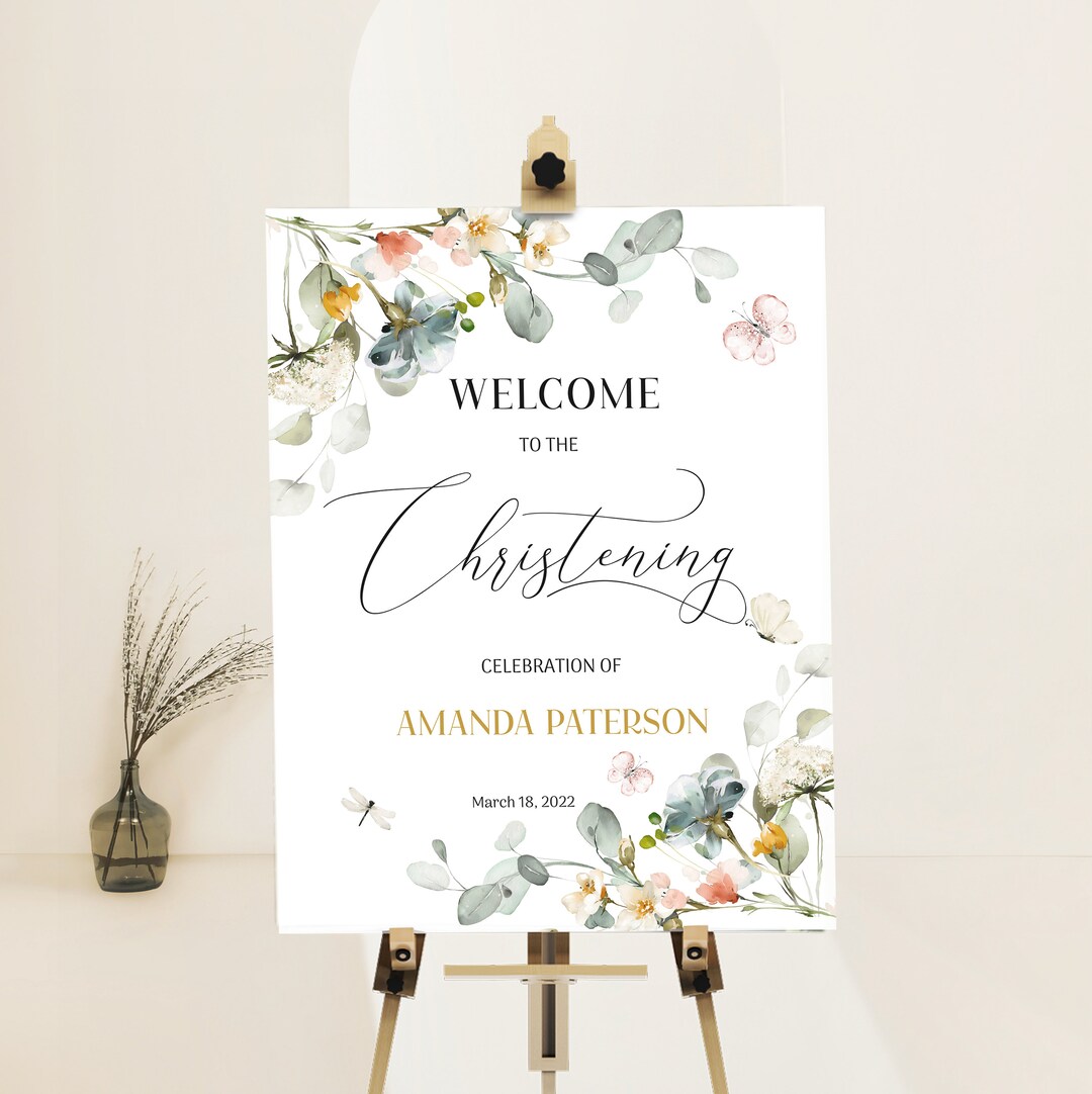 Christening Welcome Sign Template, Christening Decorations, Gender ...