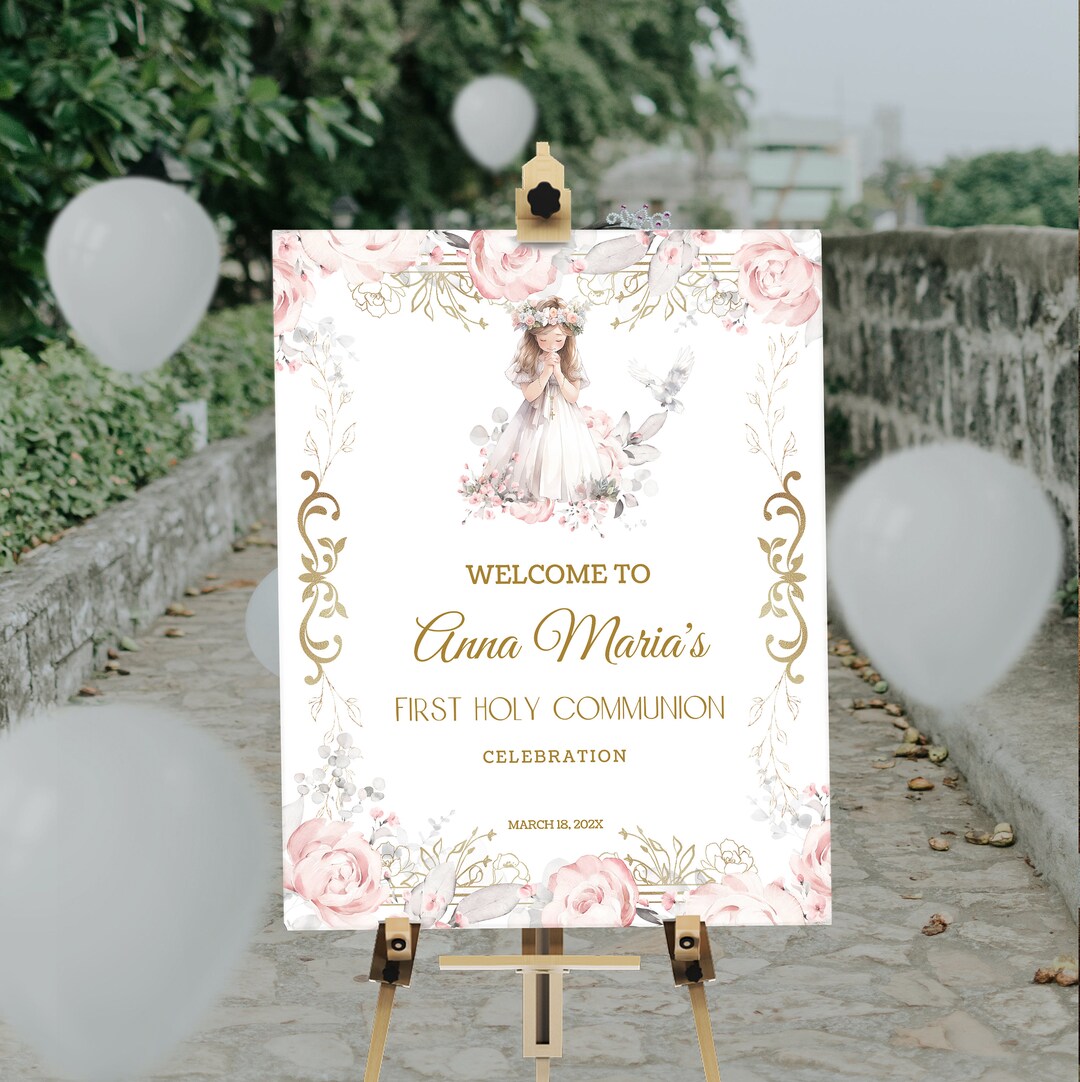 First Holy Communion Welcome Sign Template, First Holy Communion Board ...