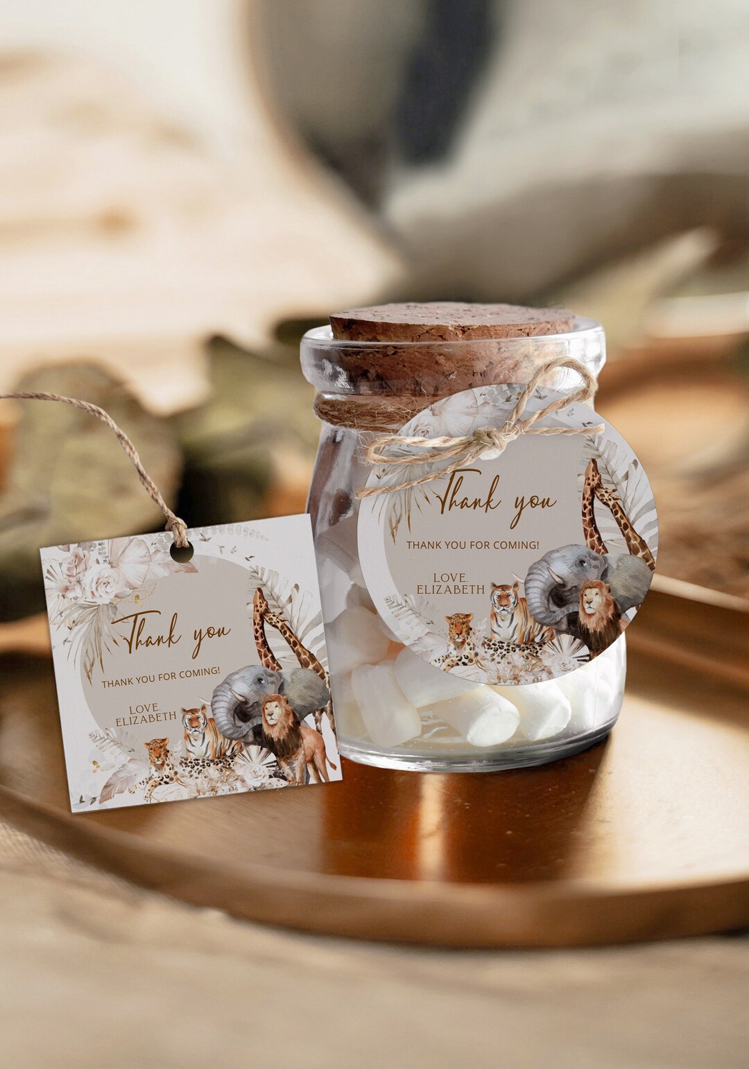Boho Safari Favor Tags Template Gender Neutral Jungle Thank You, Thank ...