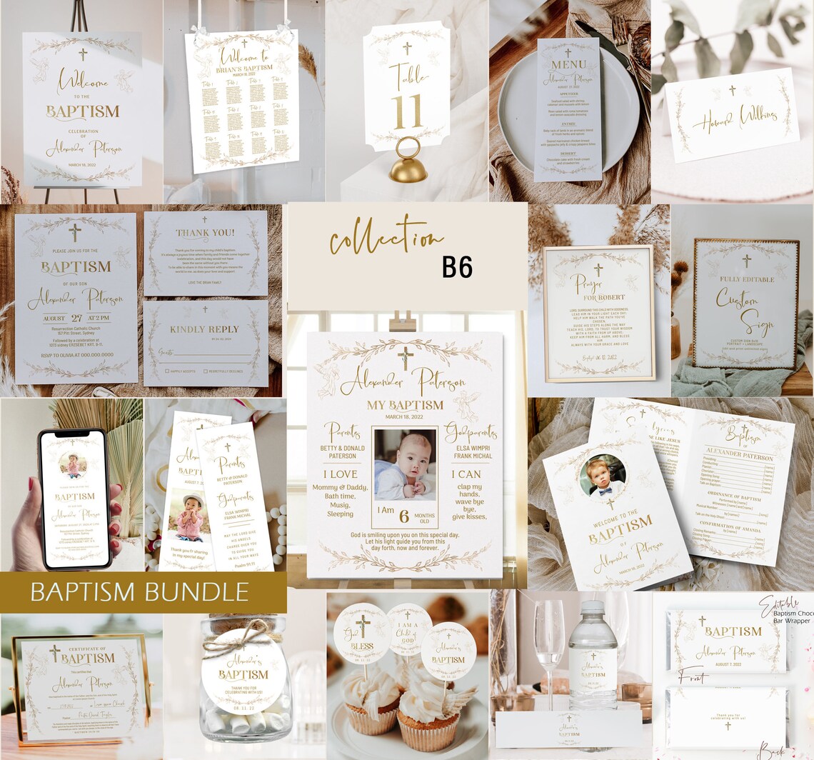 Editable Gold Elegant Baptism Favor Tags, Round Thank You Tag Template ...