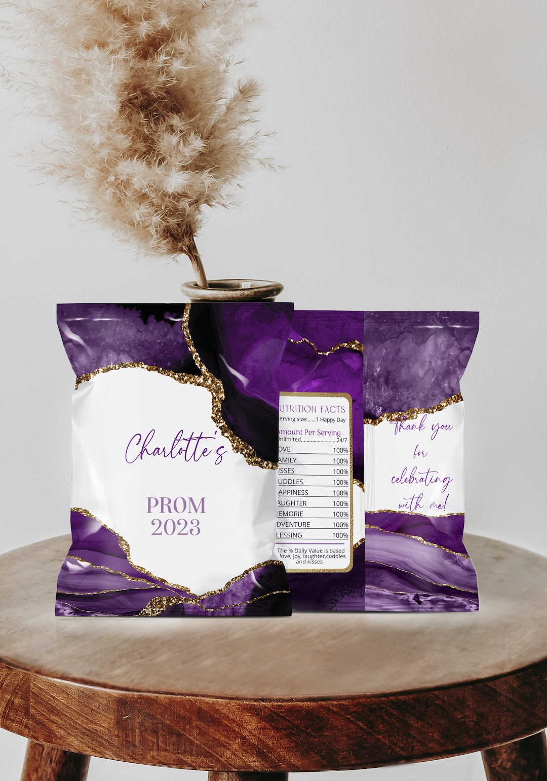Purple Prom Party Favors, Prom Chip Bag Template, Graduation Wrappers ...