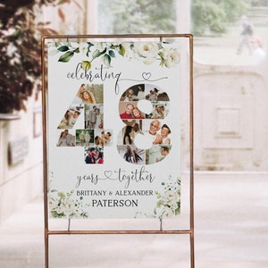 48th Anniversary Photo Collage, Printable Floral Photo Collage ...
