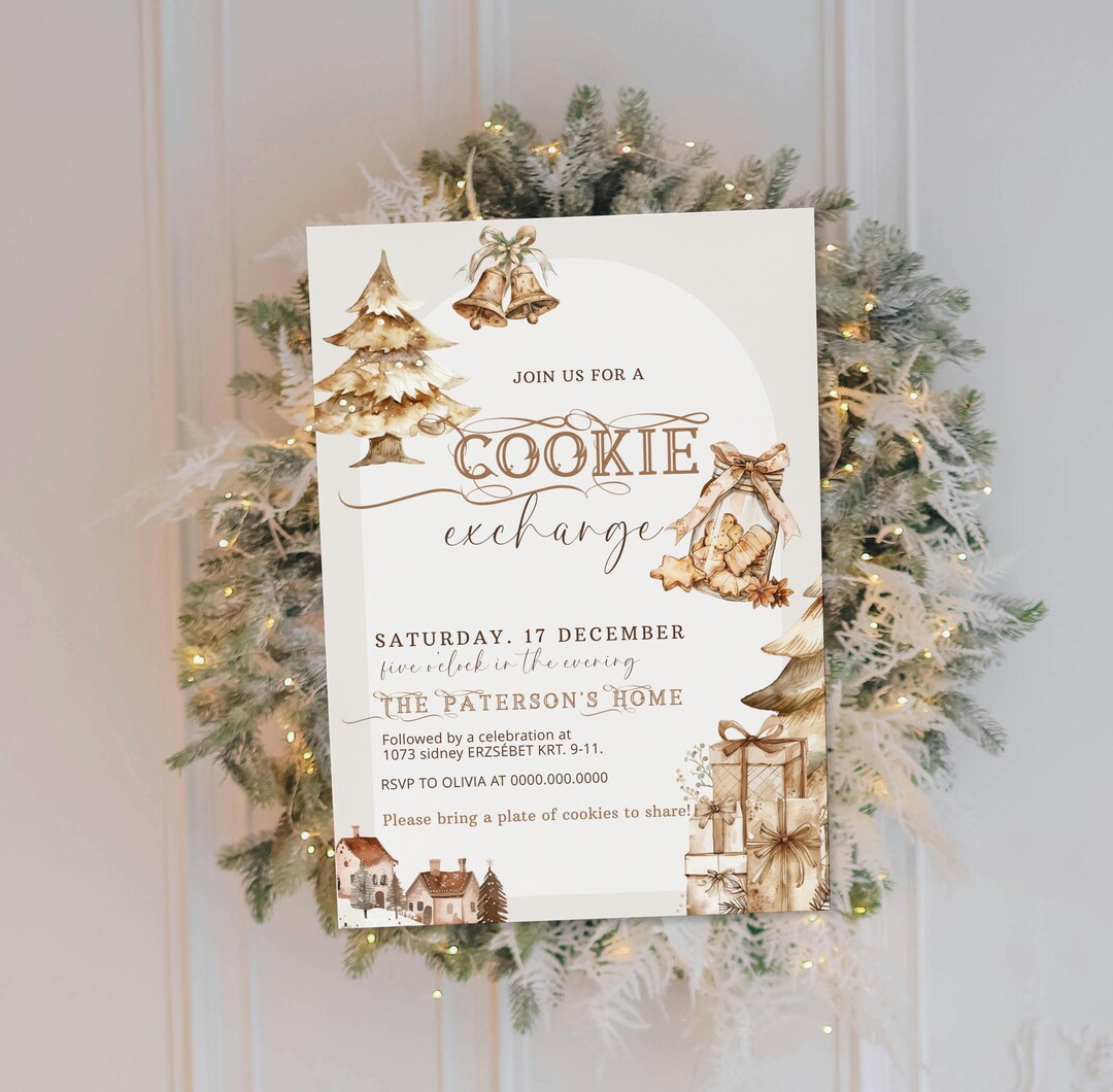 Cookie Exchange Invitation Template, Christmas Party Invite, Cookie ...