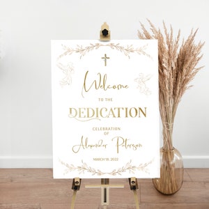 Gold Dedication Welcome Sign Template Printable Angel - Etsy