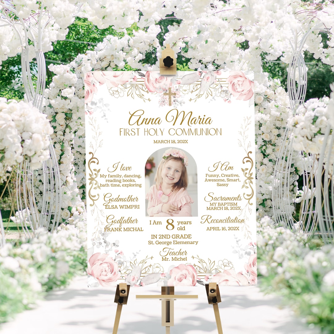Editable Milestone Sign With Photo, First Communion Welcome Sign ...