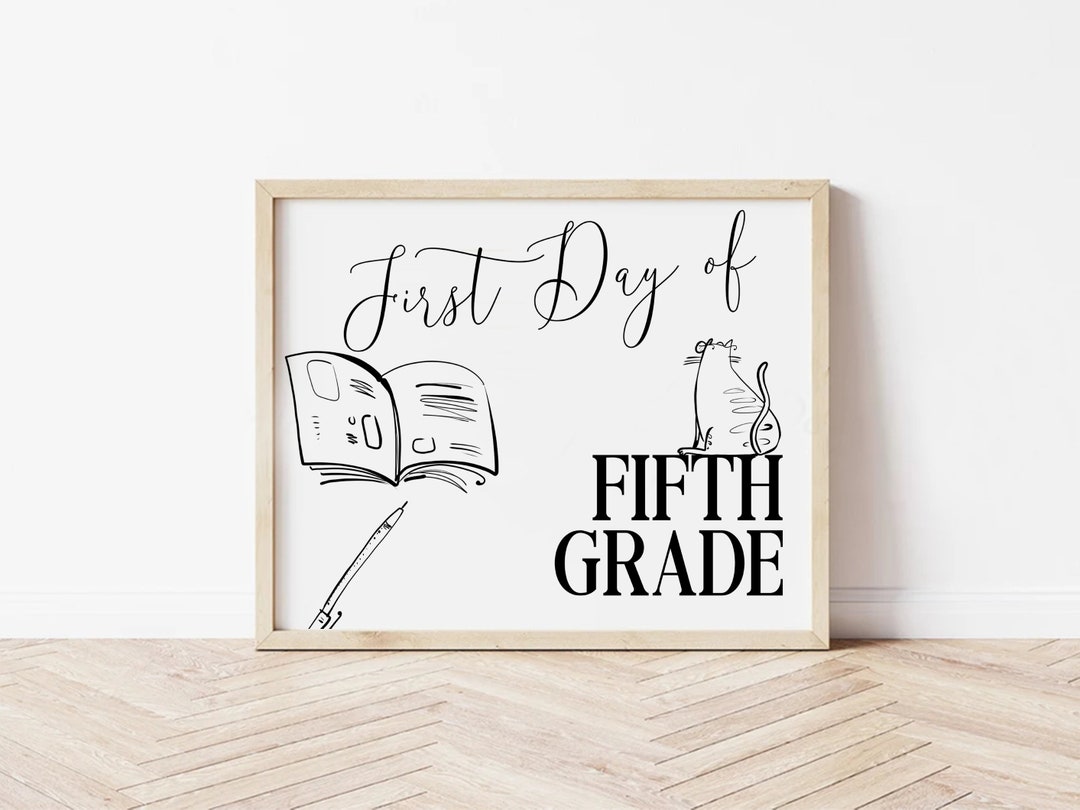 First Day of Fifth 202x-202x Sign, 5th Grade School Sign, Editable ...