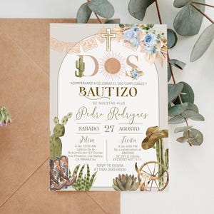 Dos Invitaciones De Bautizo Template, Two Birthday Spanish Baptism ...
