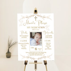 Gold Angel Dedication Milestone Sign Template, Baptism Chalkboard Sign ...