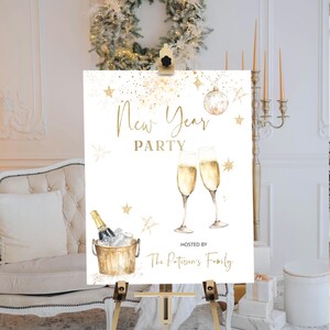 New Year's Party Welcome Sign Template, Editable New Year's Eve Party ...