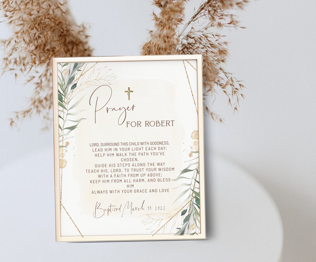 Baptism Prayer Sign Template, Christening Prayer Sign, Printable ...