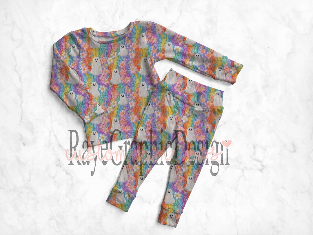 Rainbow Faux Embroidery Ghost Lounge Set - Etsy