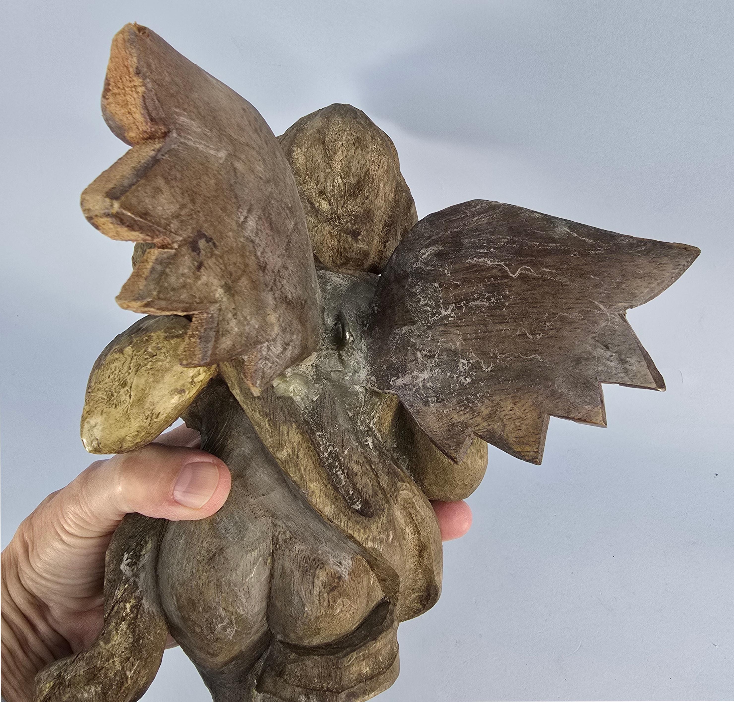 Vintage Carved Wood Wooden Baby Angel Cherub Putti Putto W/ Wings ...