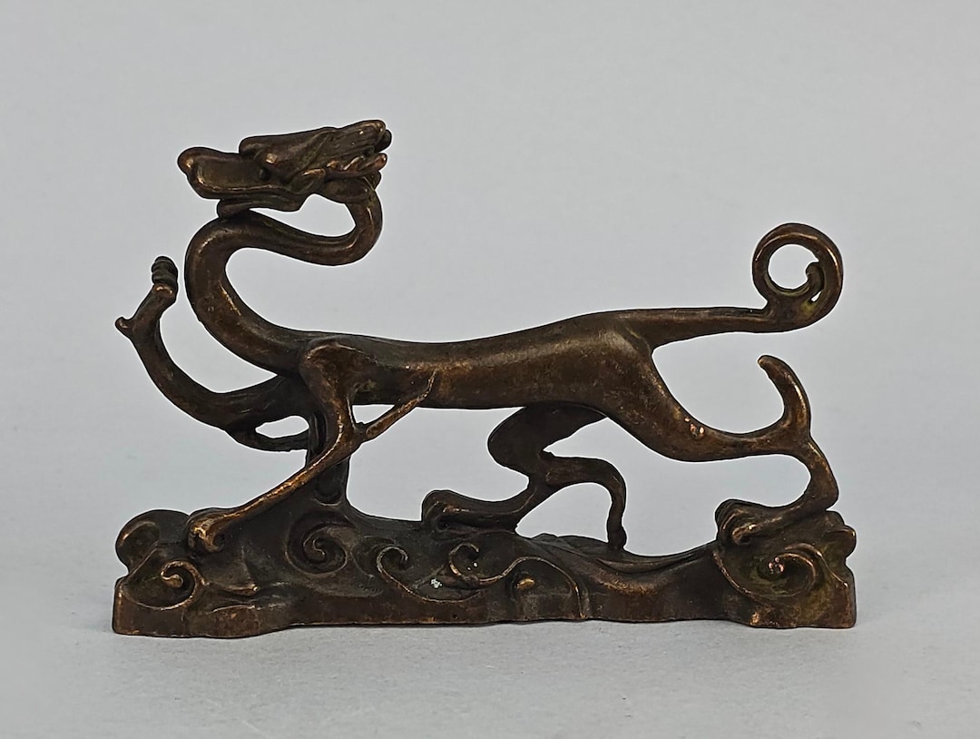 Chinese or Japanese Bronze Qiulong Qilong Chilung Dragon Brush Rest ...