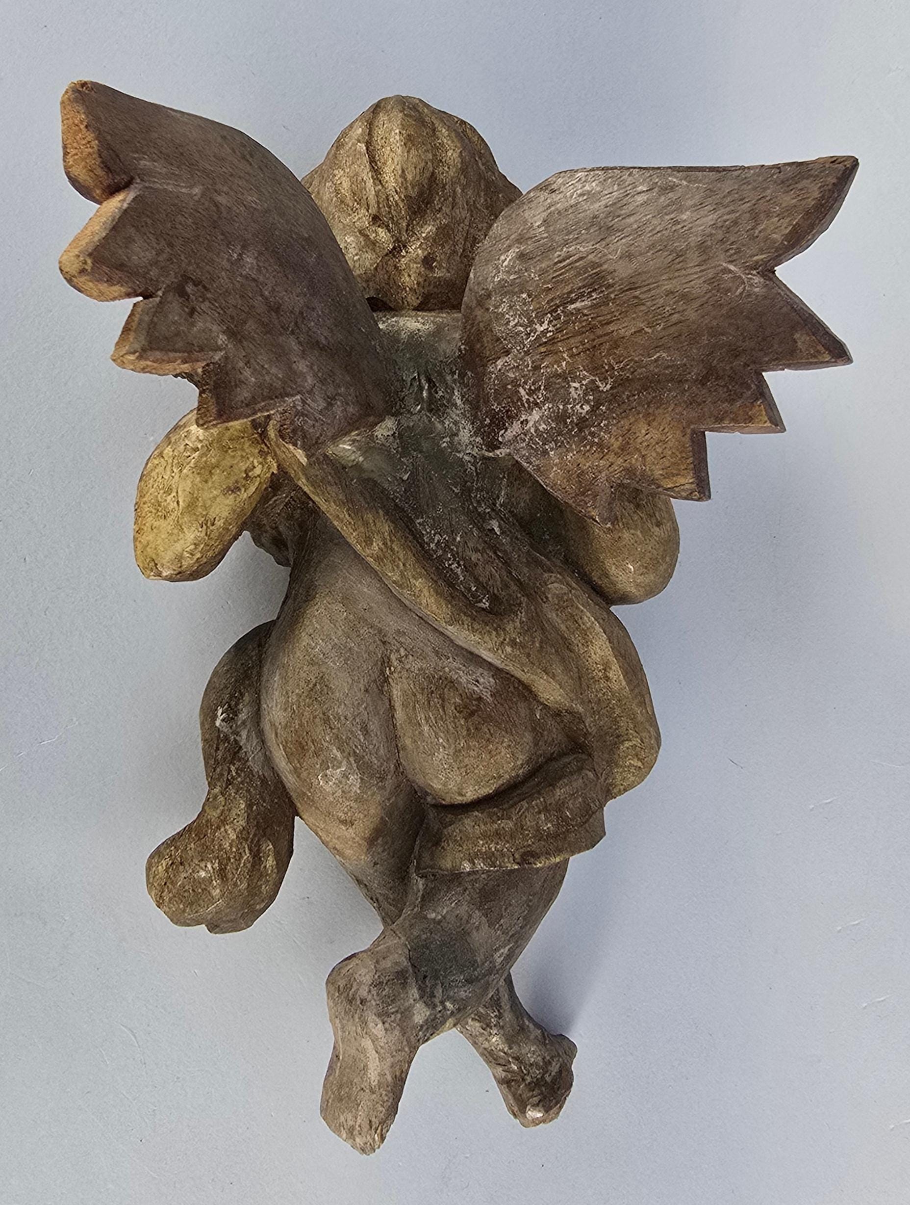 Vintage Carved Wood Wooden Baby Angel Cherub Putti Putto W/ Wings ...