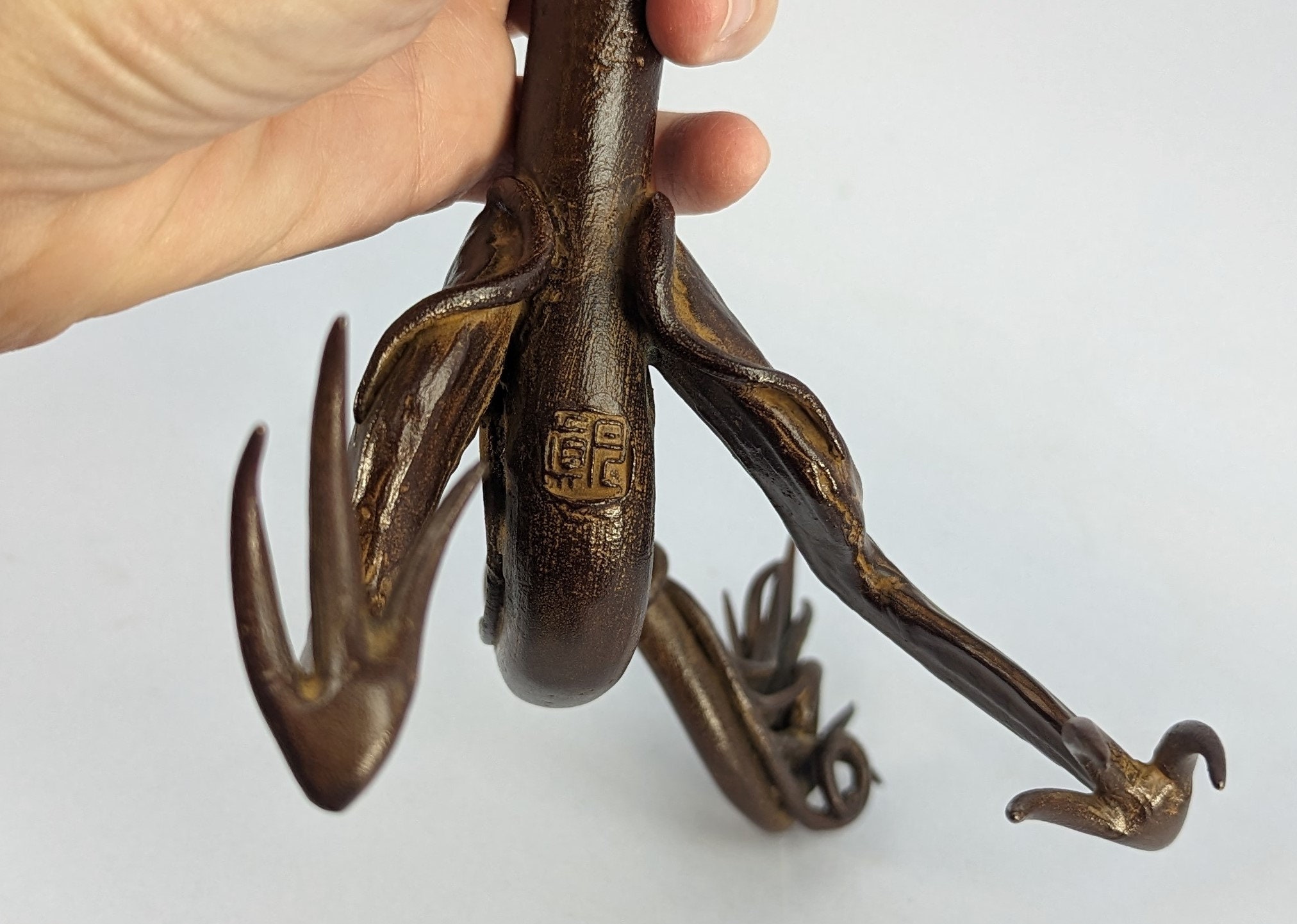 Vintage Japanese Bronze Qiulong 虬龙 虯龍 Qilong Dragon Okimono Sculpture ...