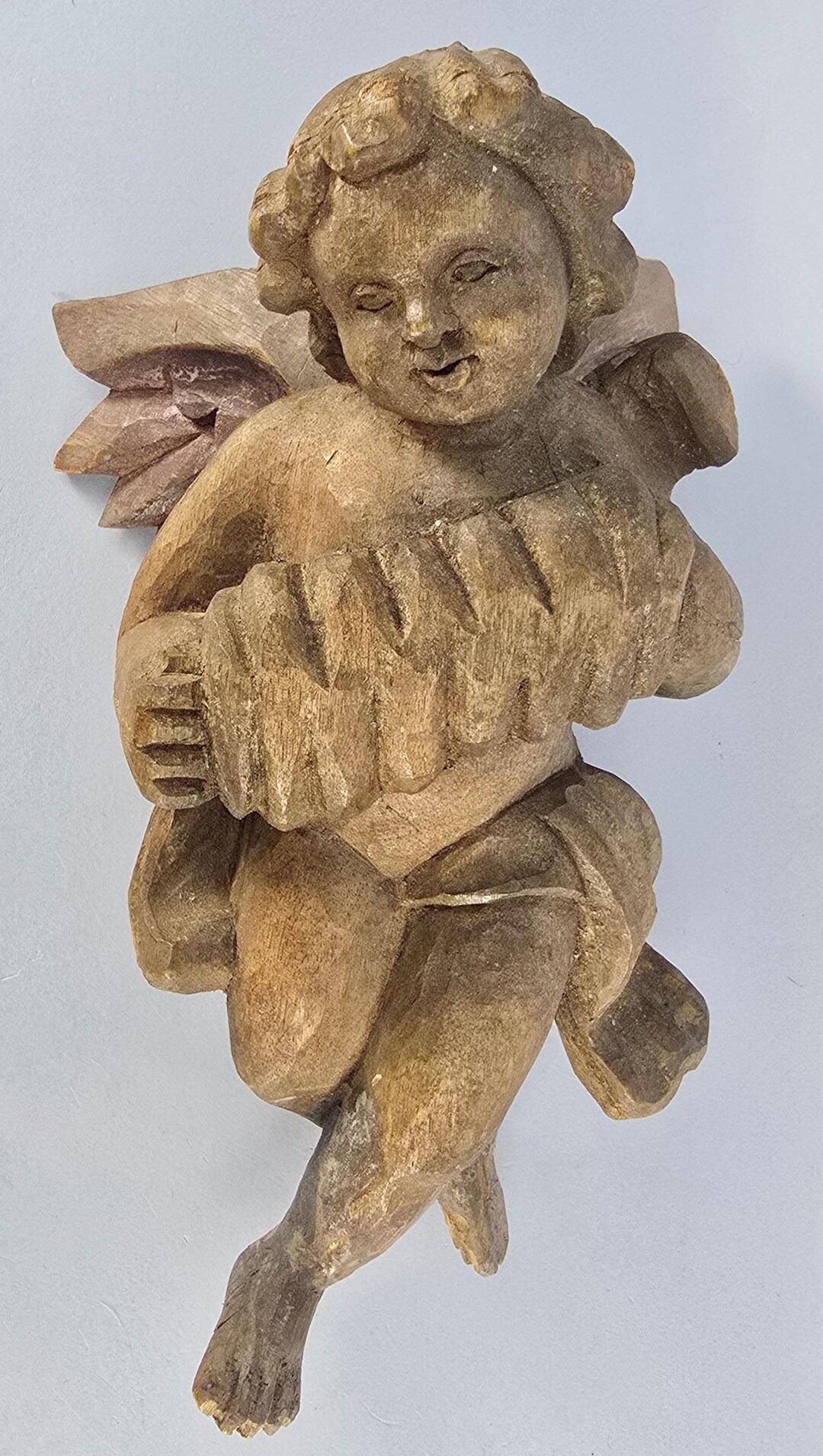 Vintage Carved Wood Wooden Baby Angel Cherub Putti Putto W/ Wings ...