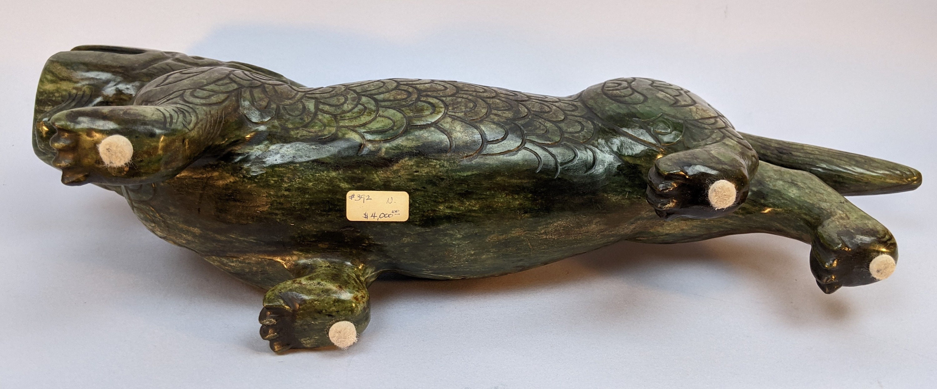 Sale-huge Vintage Chinese Carved Spinach Jade Boulder Bixie 辟邪 Pixiu 貔貅 ...