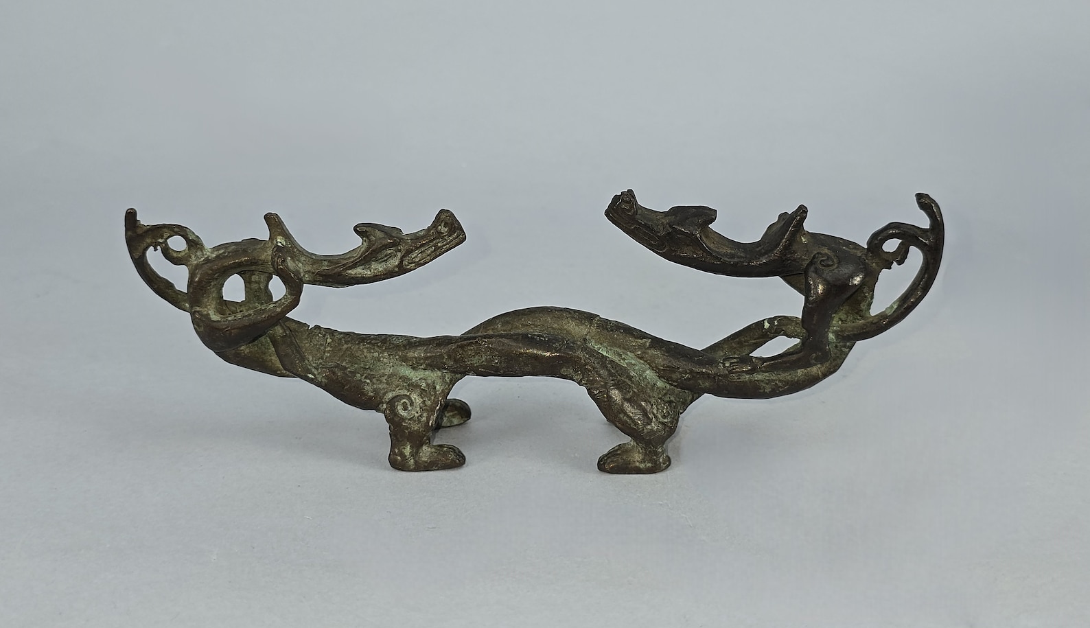 Old Chinese or Japanese Bronze Double Qiulong Qilong Chilung Dragon ...