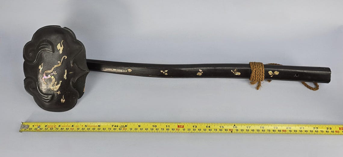 Antique Chinese or Japanese Carved Lacquered Inlaid MOP Wood Wooden ...