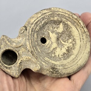 Hellenistic Greek Roman Molded Oil Lamp Volute Nozzle Discus Decoration ...