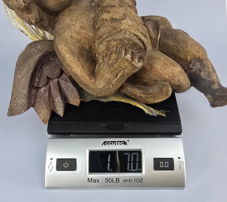 Vintage Carved Wood Wooden Baby Angel Cherub Putti Putto W/ Wings ...