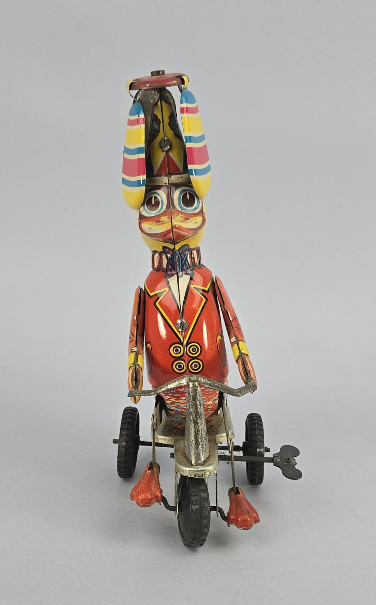 Vintage Wind up Wind-up Tin Toy Circus Duck Pedaling Tricycle Bicycle W ...