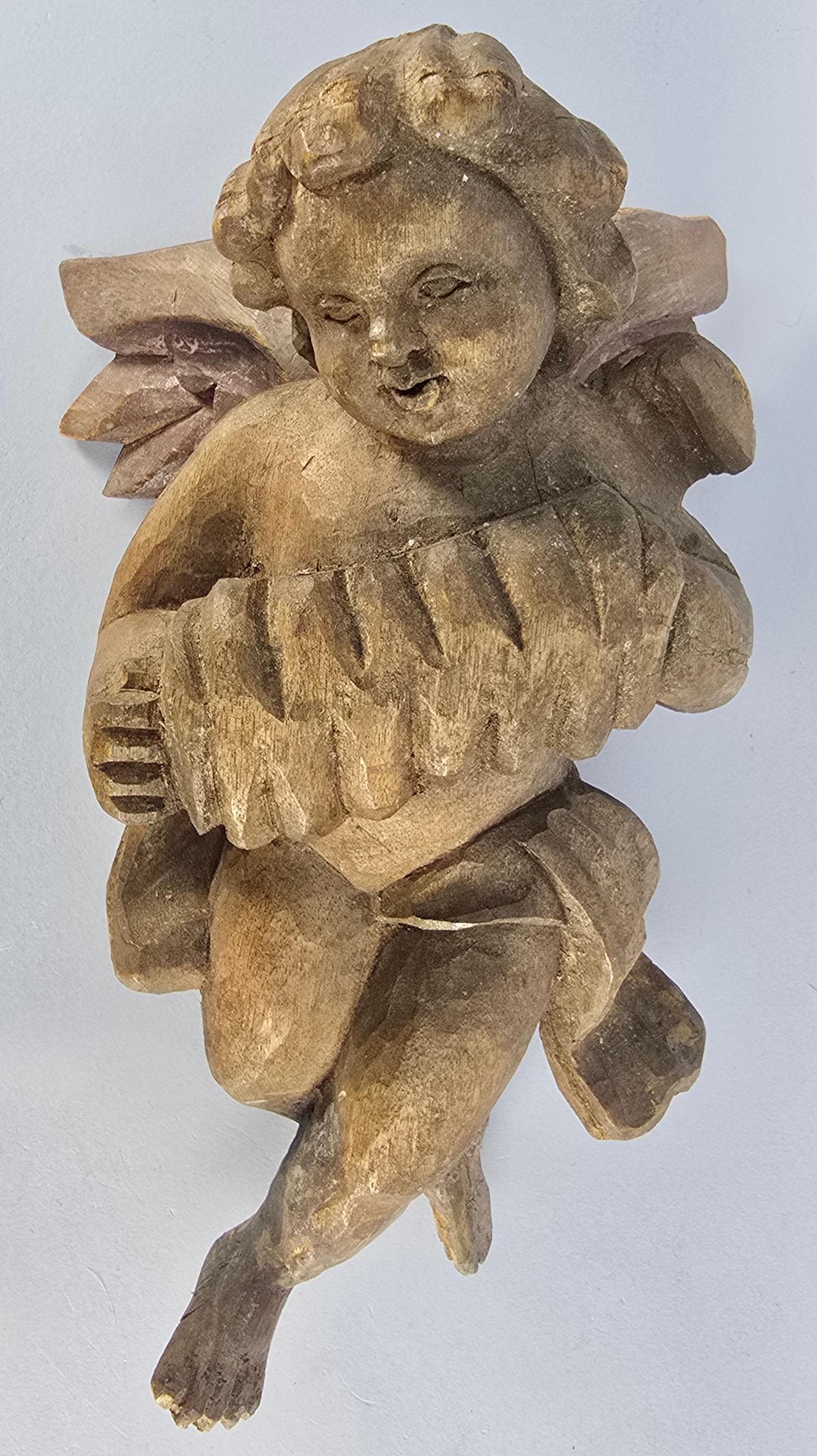 Vintage Carved Wood Wooden Baby Angel Cherub Putti Putto W/ Wings ...