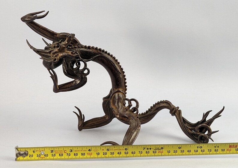 Vintage Japanese Bronze Qiulong 虬龙 虯龍 Qilong Dragon Okimono Sculpture ...