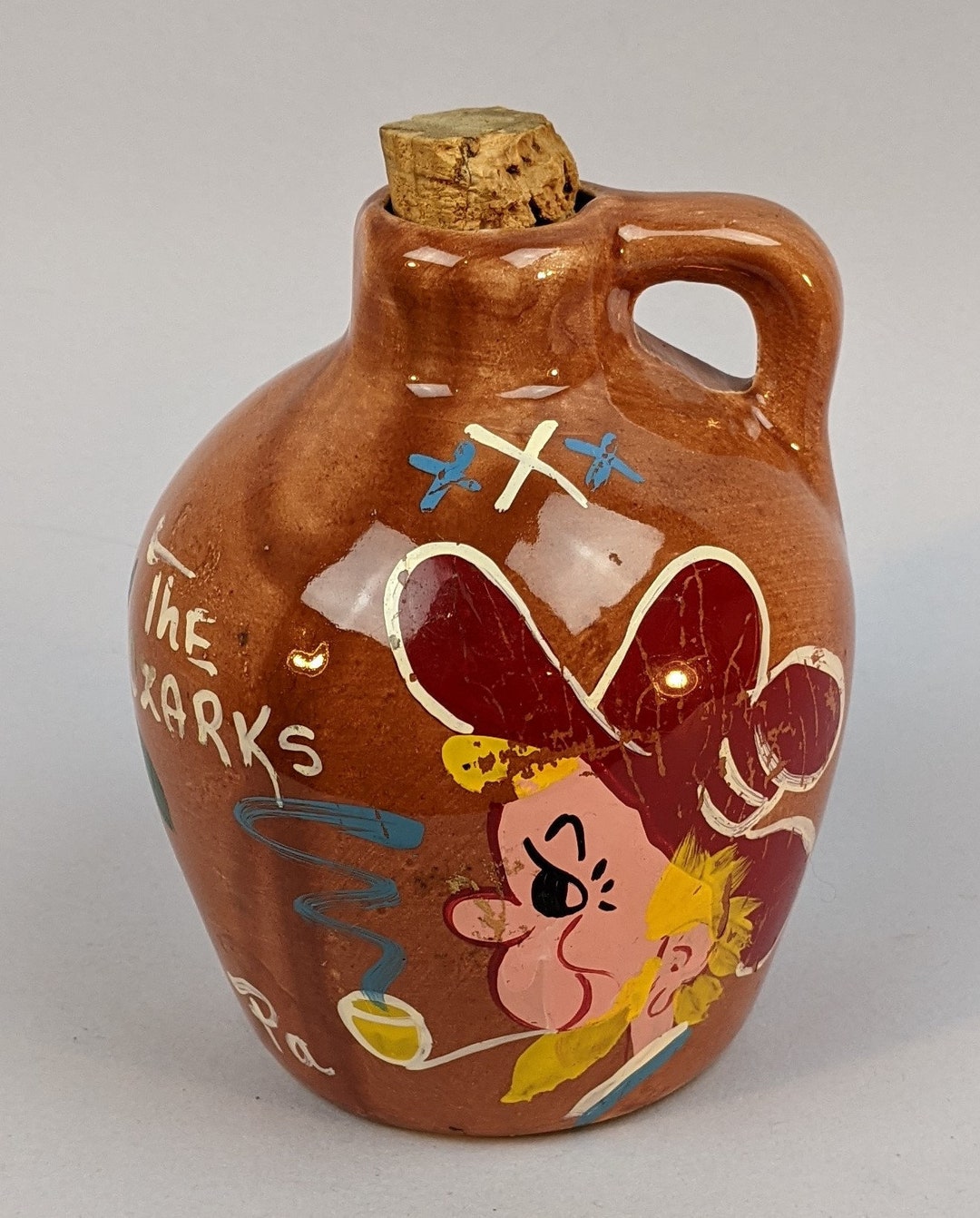 Funny Hillbilly Pottery Moonshine Jug With Cork, the Ozarks Little ...