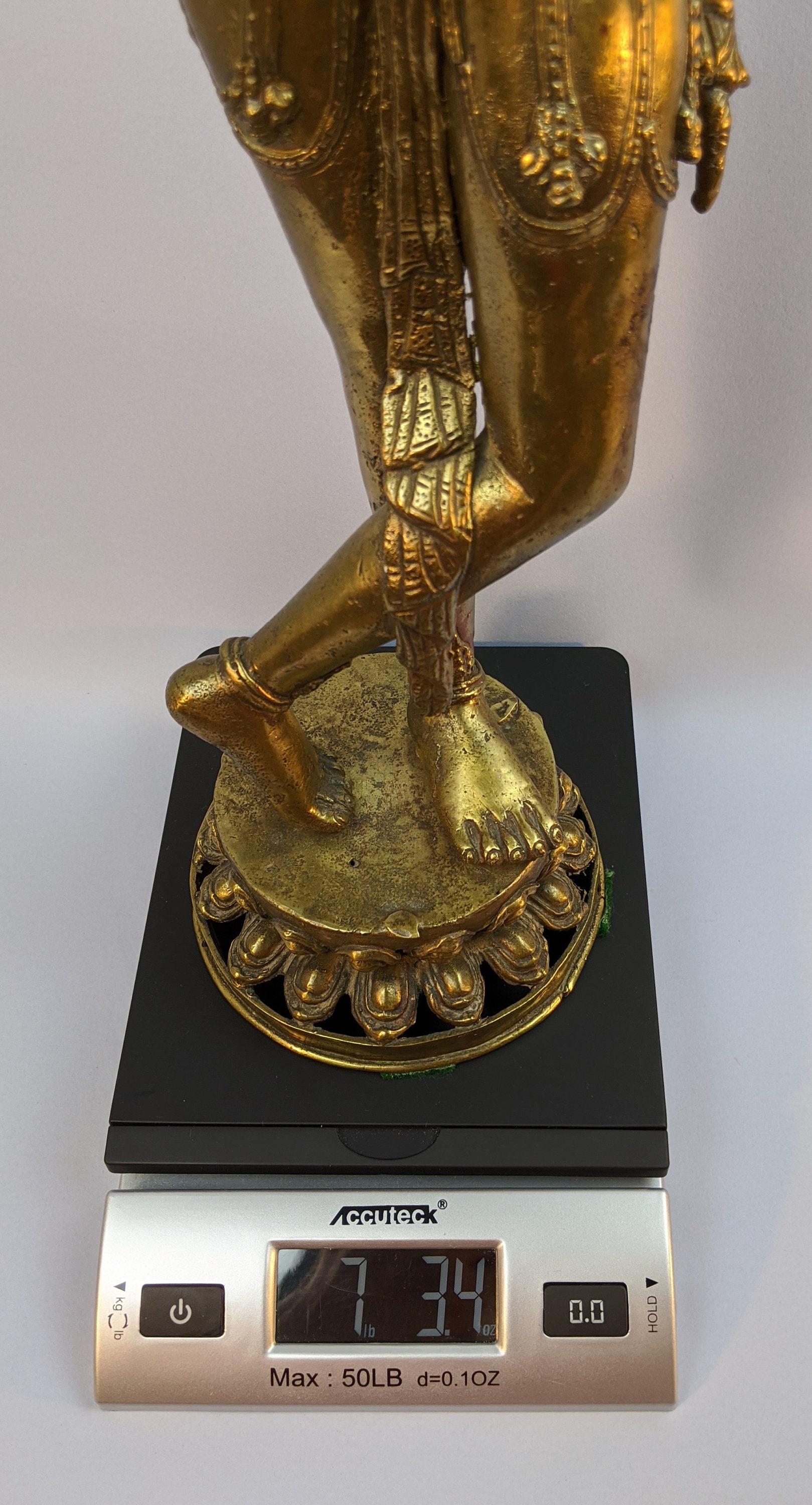 Large Antique Nepalese Brass Dancing Tara, 20" Tall Lotus Base ...