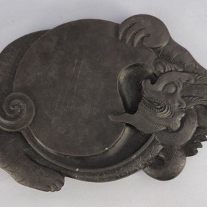 Vintage Japan Japanese Slate Inkstone Ink Stone Nachiguro Kylin Qilin ...