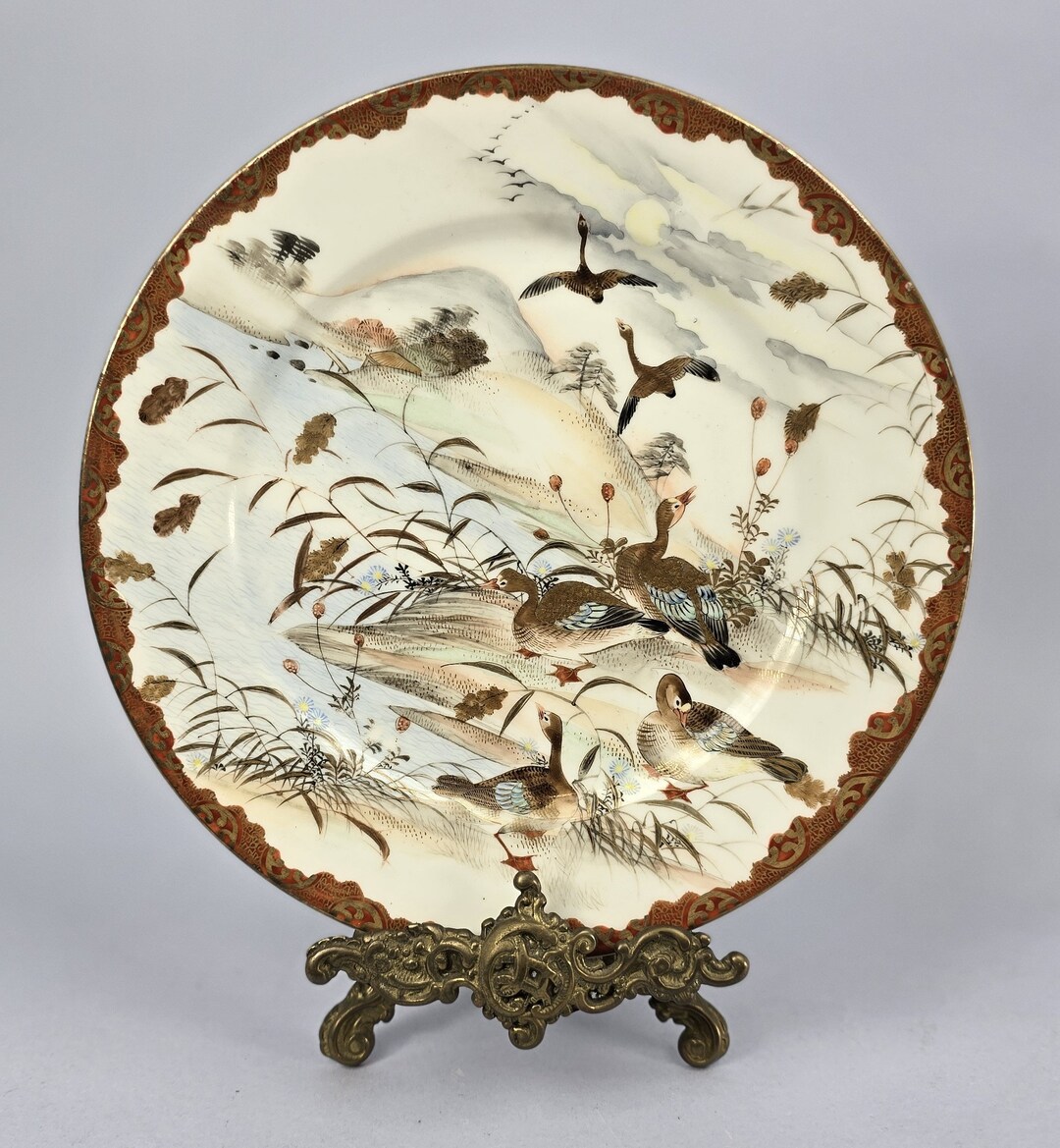 Antique Japanese Kutani Porcelain Plate Dish, Finely Decorated Hand ...