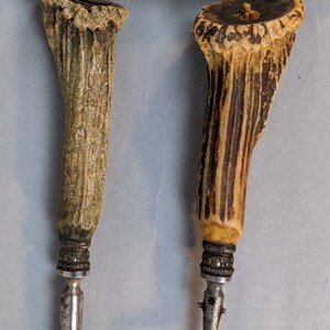Rustic Antique Victorian Edwardian Steel Meat Servers Antler Horn Bone ...
