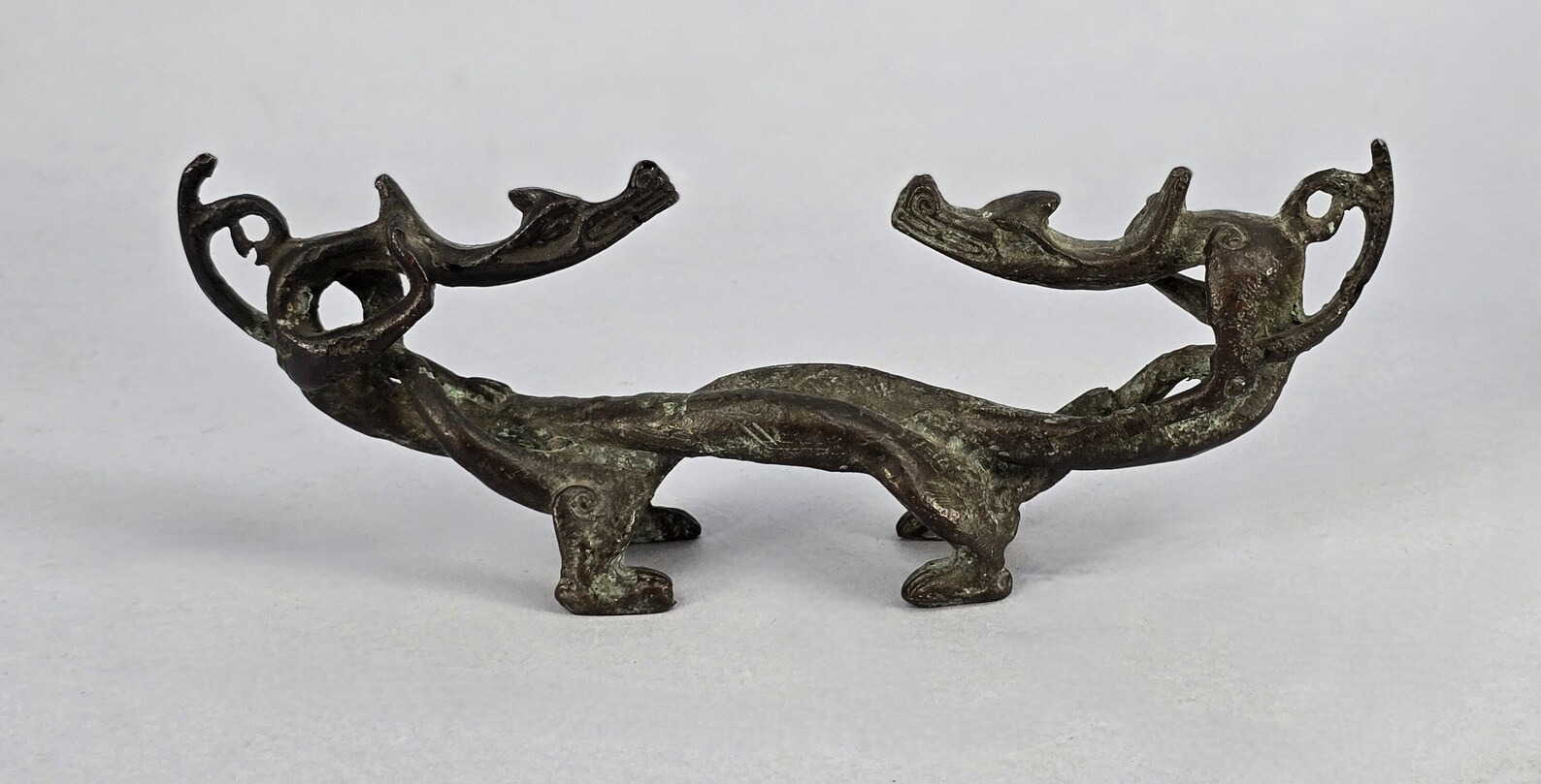 Old Chinese or Japanese Bronze Double Qiulong Qilong Chilung Dragon ...