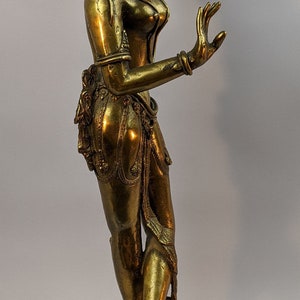 Large Antique Nepalese Brass Dancing Tara, 20" Tall Lotus Base ...