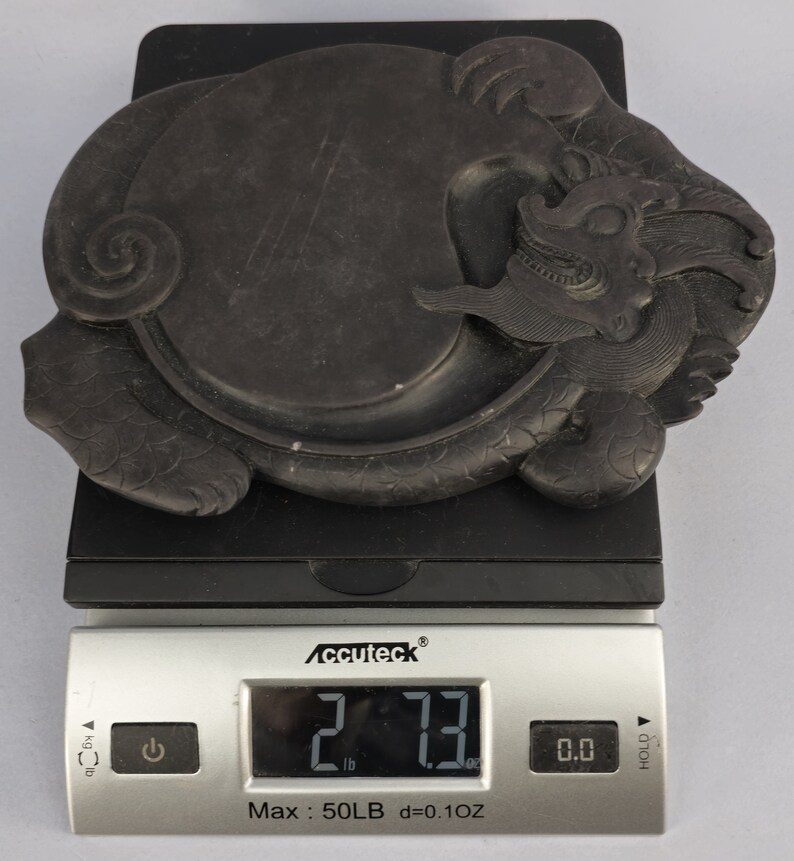 Vintage Japan Japanese Slate Inkstone Ink Stone Nachiguro Kylin Qilin ...