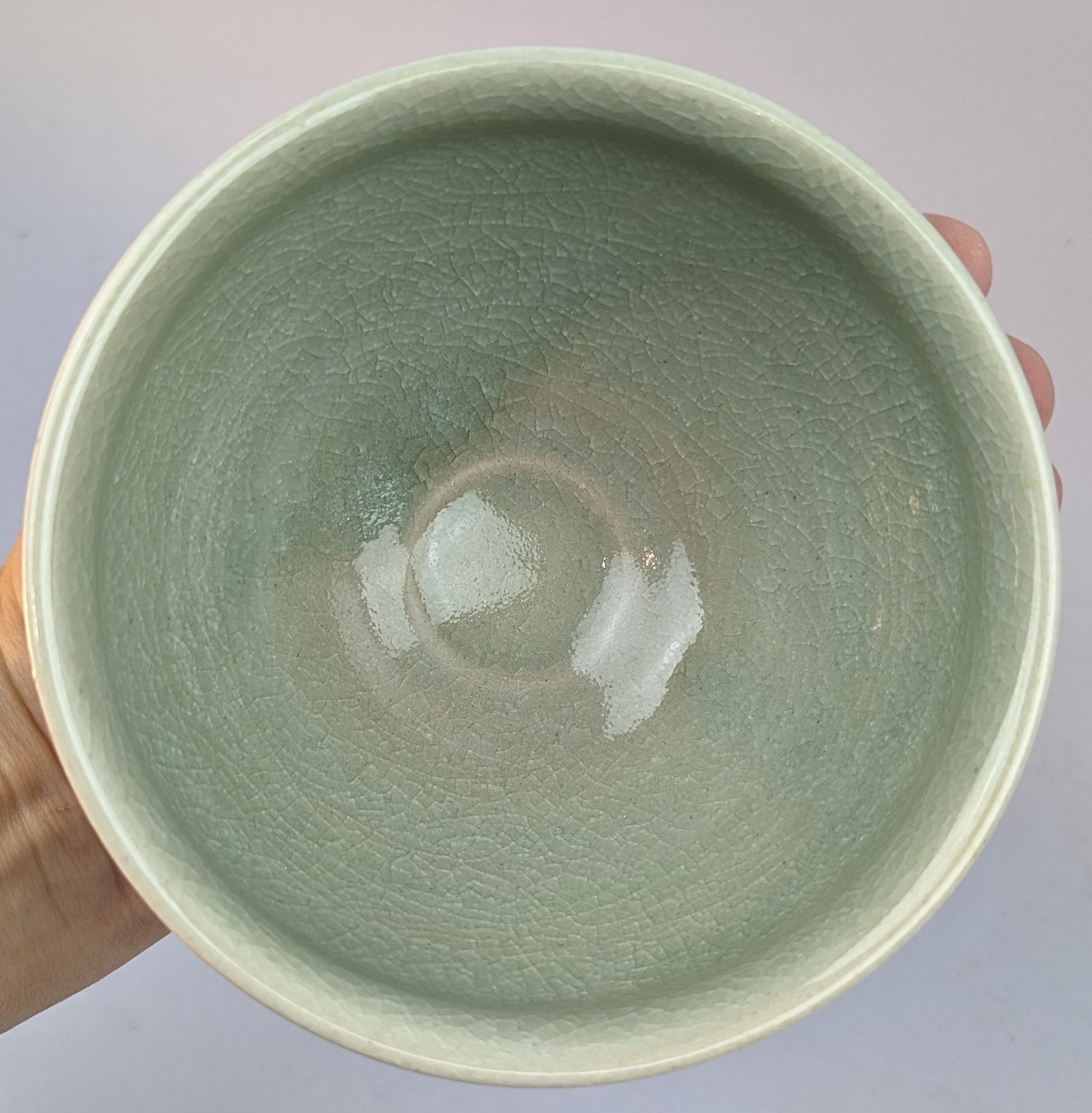 Vintage Japanese Mino Ware Chawan Tea Bowl, Celadon Glaze Tenmoku Form ...
